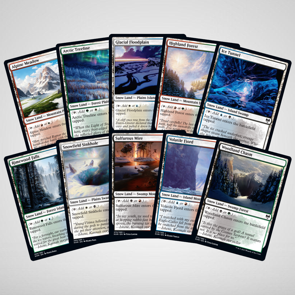 10x Snow Dual Lands Full Set of Dual 2-Color Kaldheim Commander EDH MTG ...