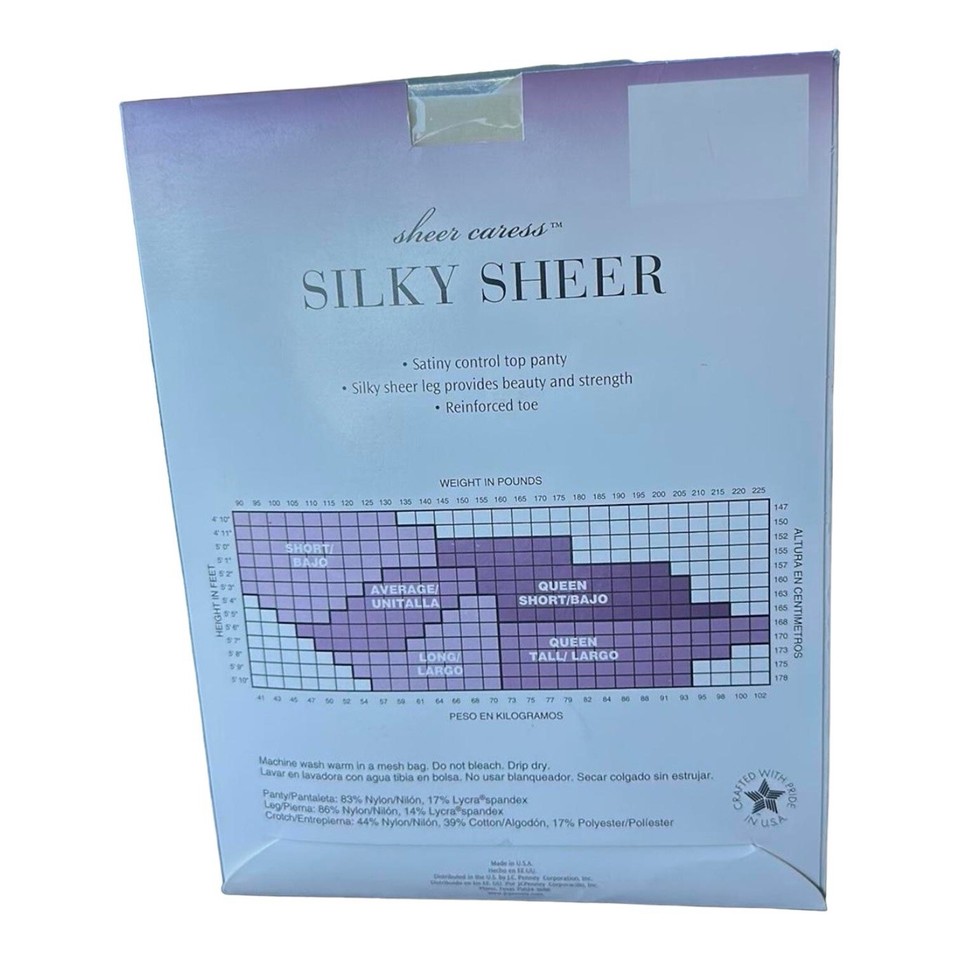 JC Penney Sheer Caress Silky Sheer Pantyhose Control Top Bone NIP Average | eBay