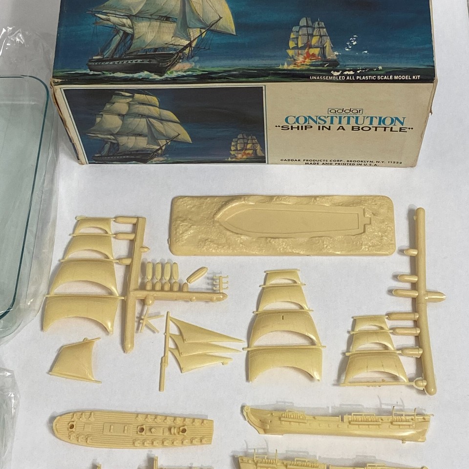 Vintage Addar Frigate CONSTITUTION SHIP IN A BOTTLE Unpainted Model Kit ...