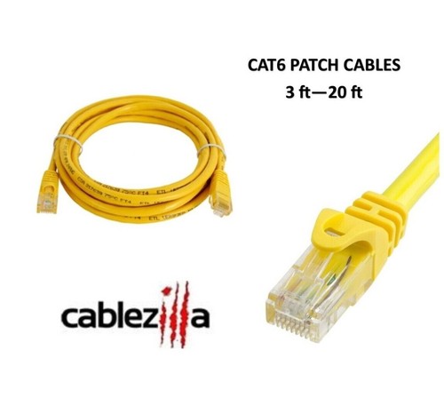 CAT6 Yellow Ethernet Patch Cord LAN Network Cable RJ45 3FT- 20FT Multi ...
