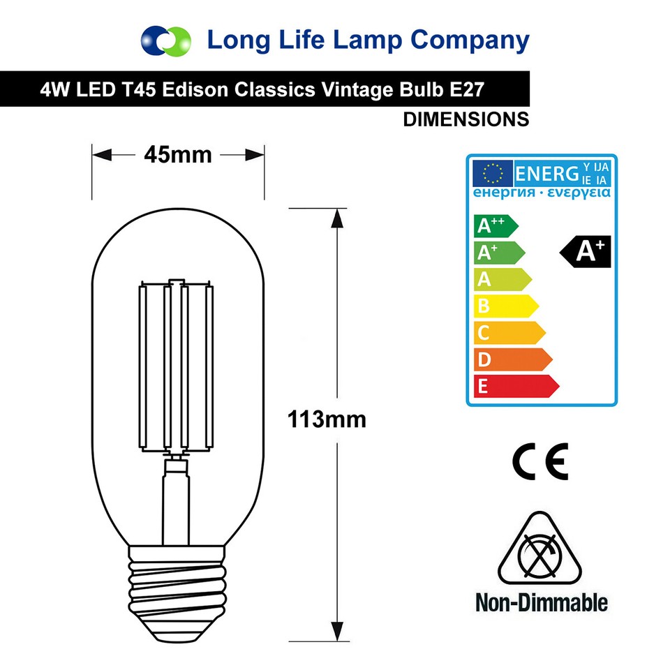 Retro Vintage LED 4w Edison Style Filament Tube Bulb Smoked Gold Glass ...