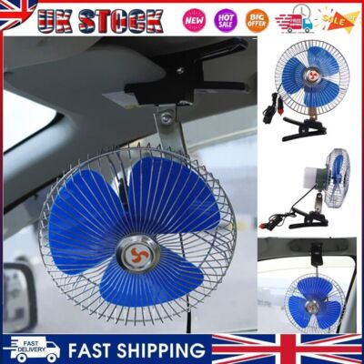 8 Inch 12V Cars Vehicle Dashboard Fan Oscillating Clip on Vans Cooling ...