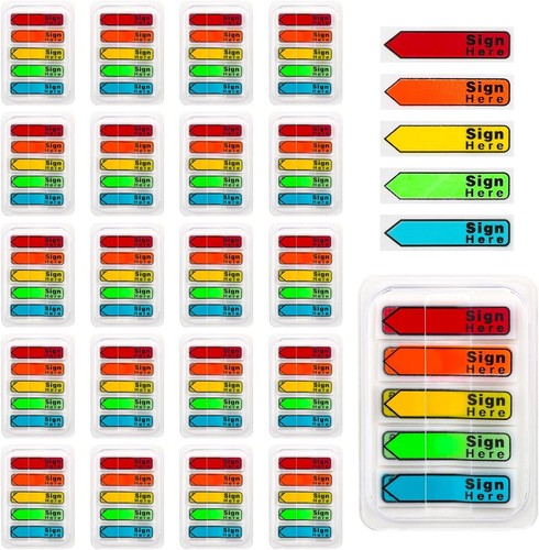 Sign Here Tabs, 2400 Pcs/ 24 Packs Date Stickers 5 Colors... | eBay