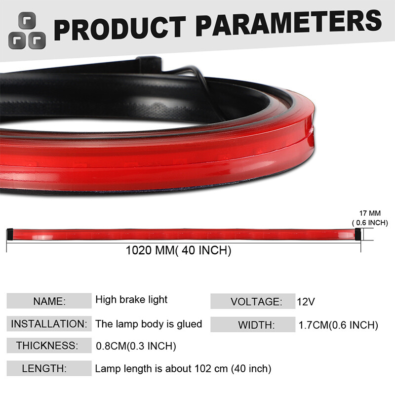 LED 3rd Brake Light Strip Bar Rear Windshield Stop Tail Turn Signal ...