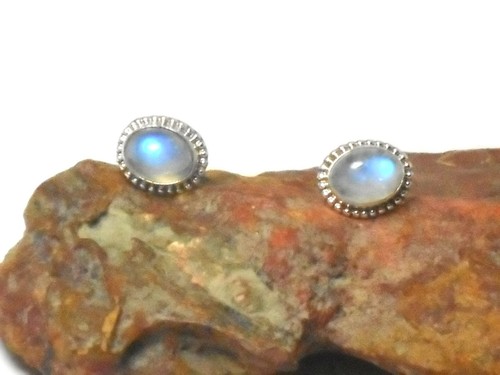Fiery Oval MOONSTONE Sterling Silver 925 STUD Earrings - 8 x 10 mm | eBay