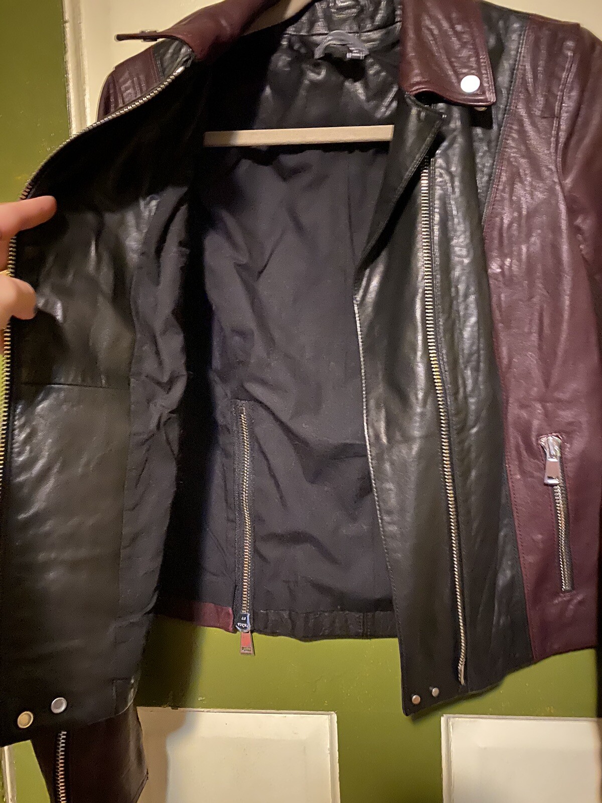 VINCE LAMB LEATHER MOTORCYCLE/BIKER JACKET MEDIUM - Gem