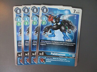 Digimon TCG (2020) - EX1-019 - 4x Paildramon - Blue - Rare | eBay UK