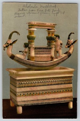 Postcard King Tut Alabaster Model Boat Artifact | eBay