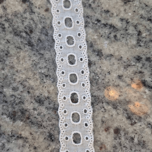 Lace, White Cotton to Thread Ribbon Through, 7/8" x 5 yds, Vintage ...