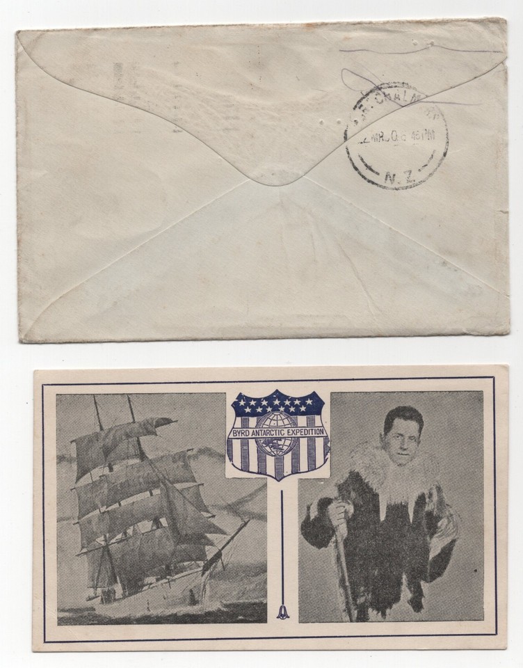 NEW ZEALAND ANTARCTICA 1930 EXPEDITION COVER & CARD AUTOGRAPHED BY JJ ...