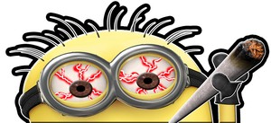 PEEPING STONED HIGH MINION DECAL 150MM BY 69MM GLOSS LAMINATED