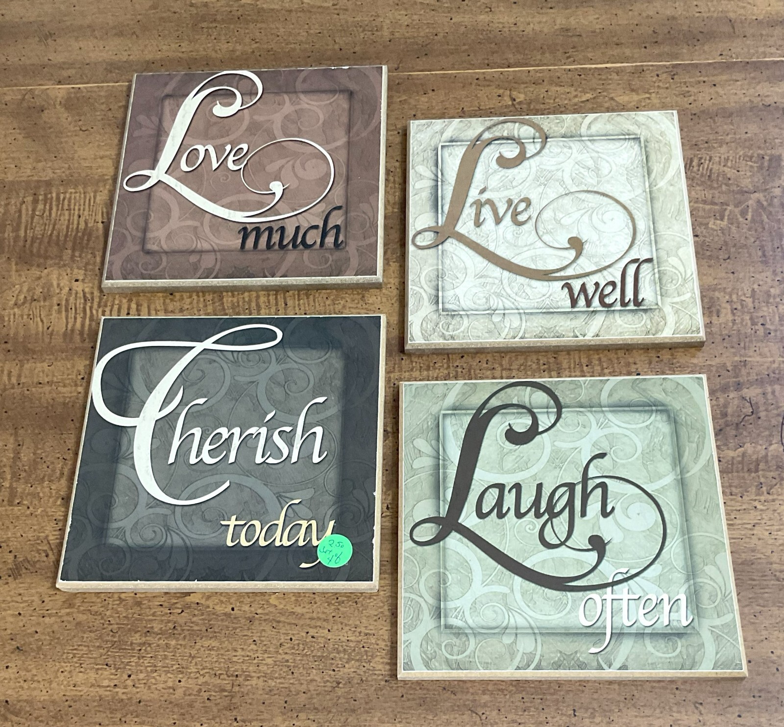 Set of Four Small Pictures Promoting "Live", "Love", "Laugh" and ...