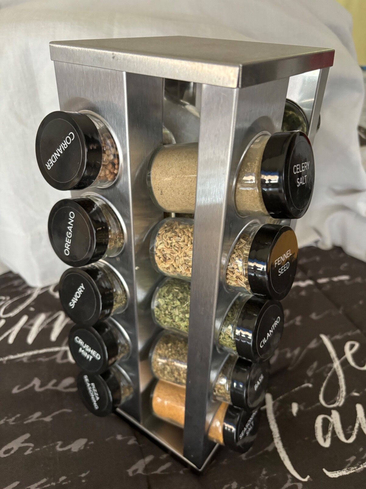 NEW20 Jar Spice Rack w/Spices Included-Lazy Susan Tower Organizer ...