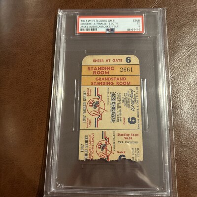 Psa 5 1947 World Series Gm 6 Ticket Jackie Robinson Rc Year Brooklyn ...