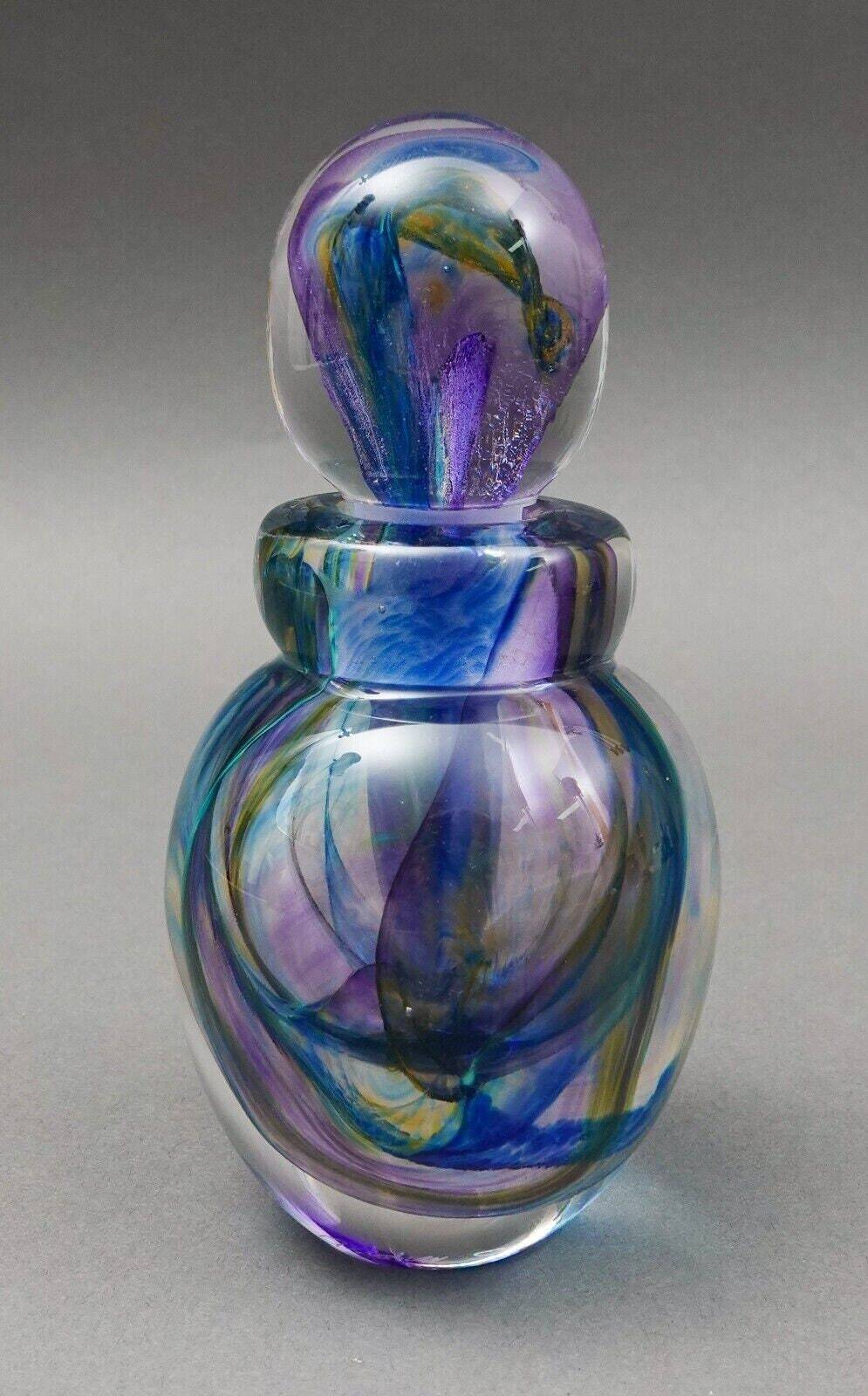 Andrew Shea Signed Hand Blown Art Glass Swirl Perfume Bottle With ...