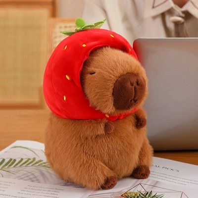 Strawberries Capybara Plush Doll Toys Cute Stuffed Capybara Animal Doll ...