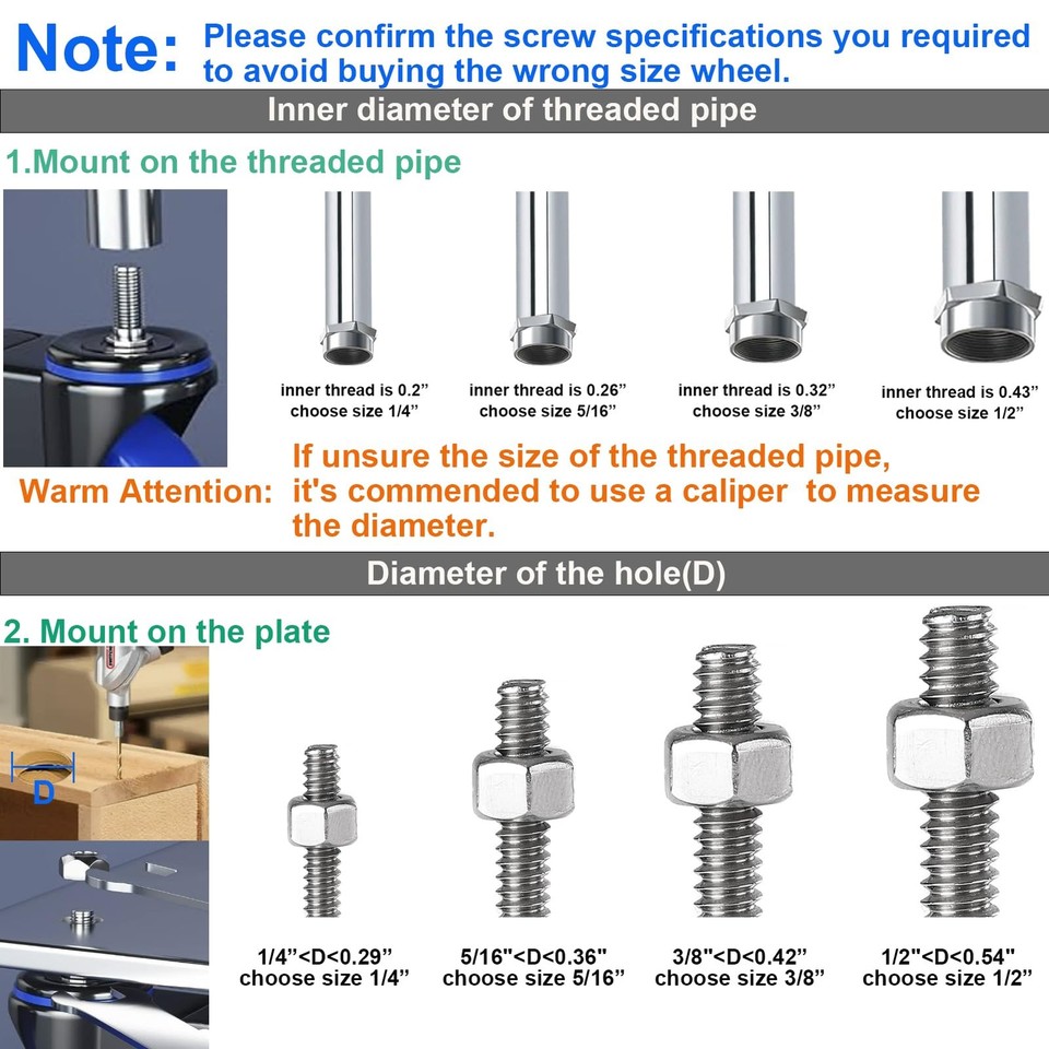 Stem Caster Wheels 4 inch Heavy Duty Threaded Stem Mount Casters Set of ...