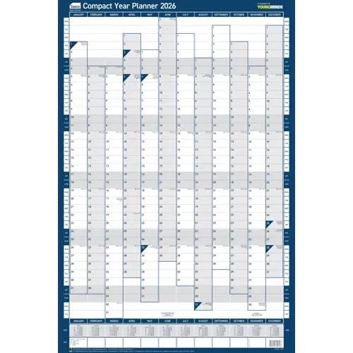 Sasco Unmounted Compact Portrait Wall Planner 2026 Poster (405 x 610mm ...