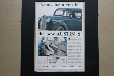 Original 1939 magazine advert: AUSTIN 8 EIGHT frame-ready wall-art ...