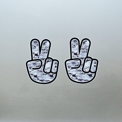 2x Grey Army Camo Camouflage Peace Hand Vinyl Sticker Decal For Car Van ...