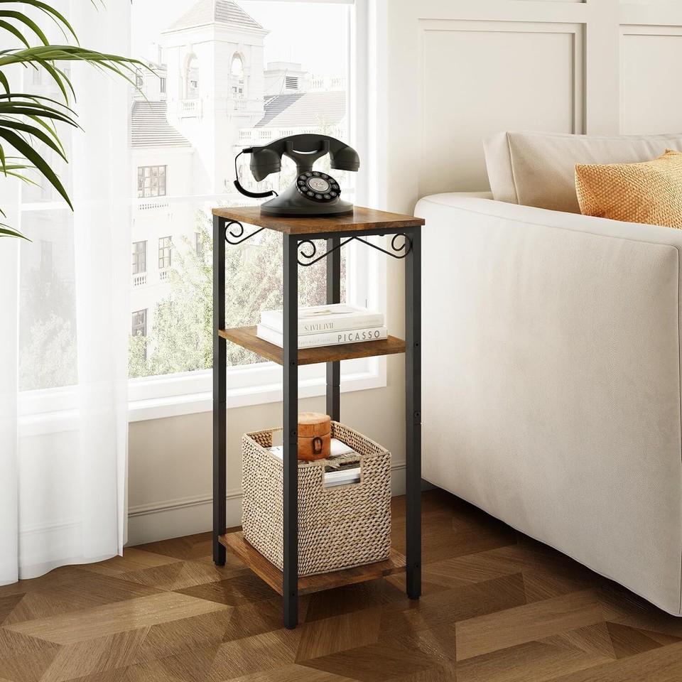 3 Tier End Table Set of 2, Slim Side Tables, Narrow Side Tables | eBay