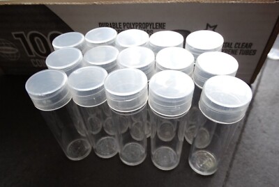 Lot of 15 Whitman Dime Round Clear Plastic Coin Storage Tubes w/ Screw ...