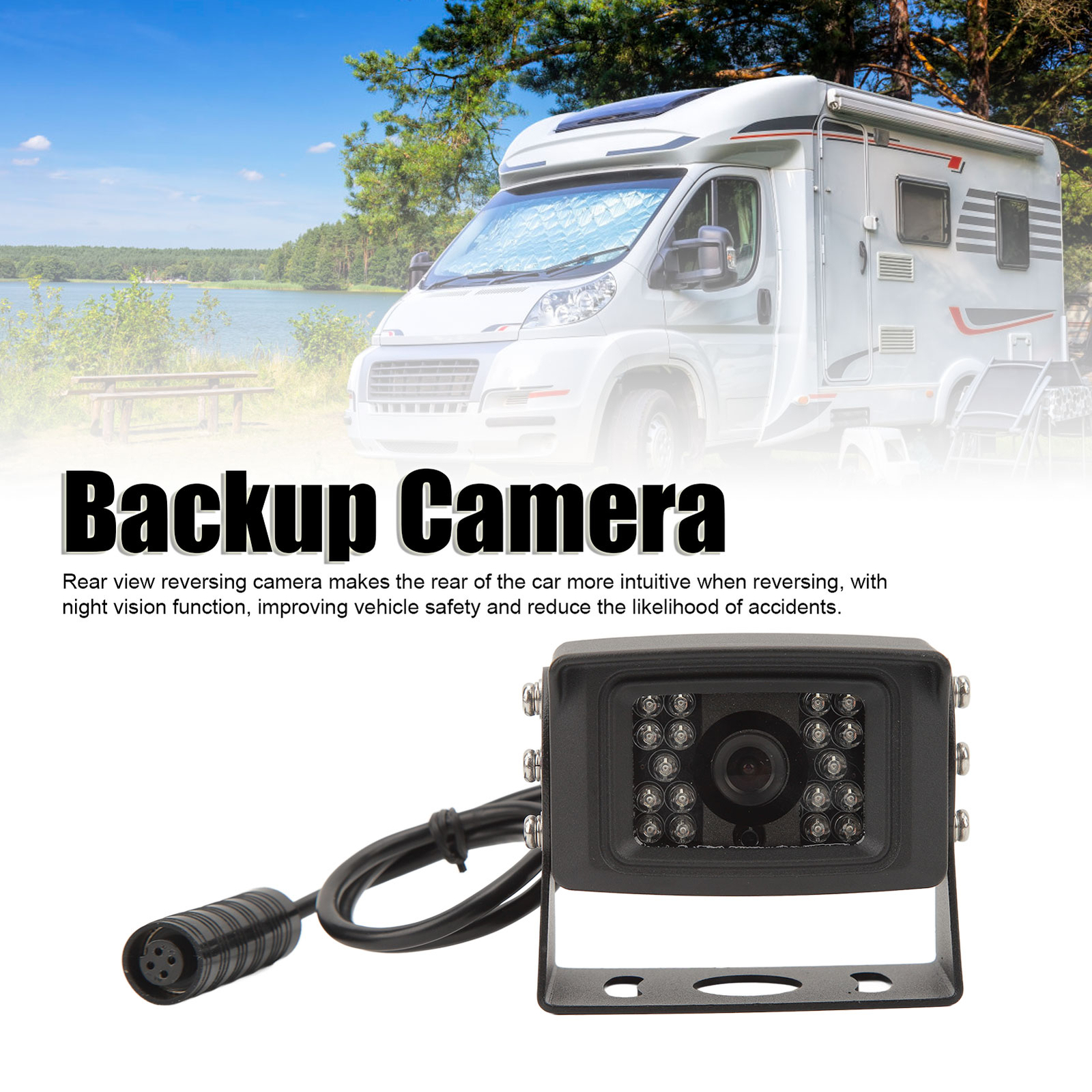 (NTSC)Backup Camera 1080p Night Vision 18 Infrared LED Lights Rear View ...