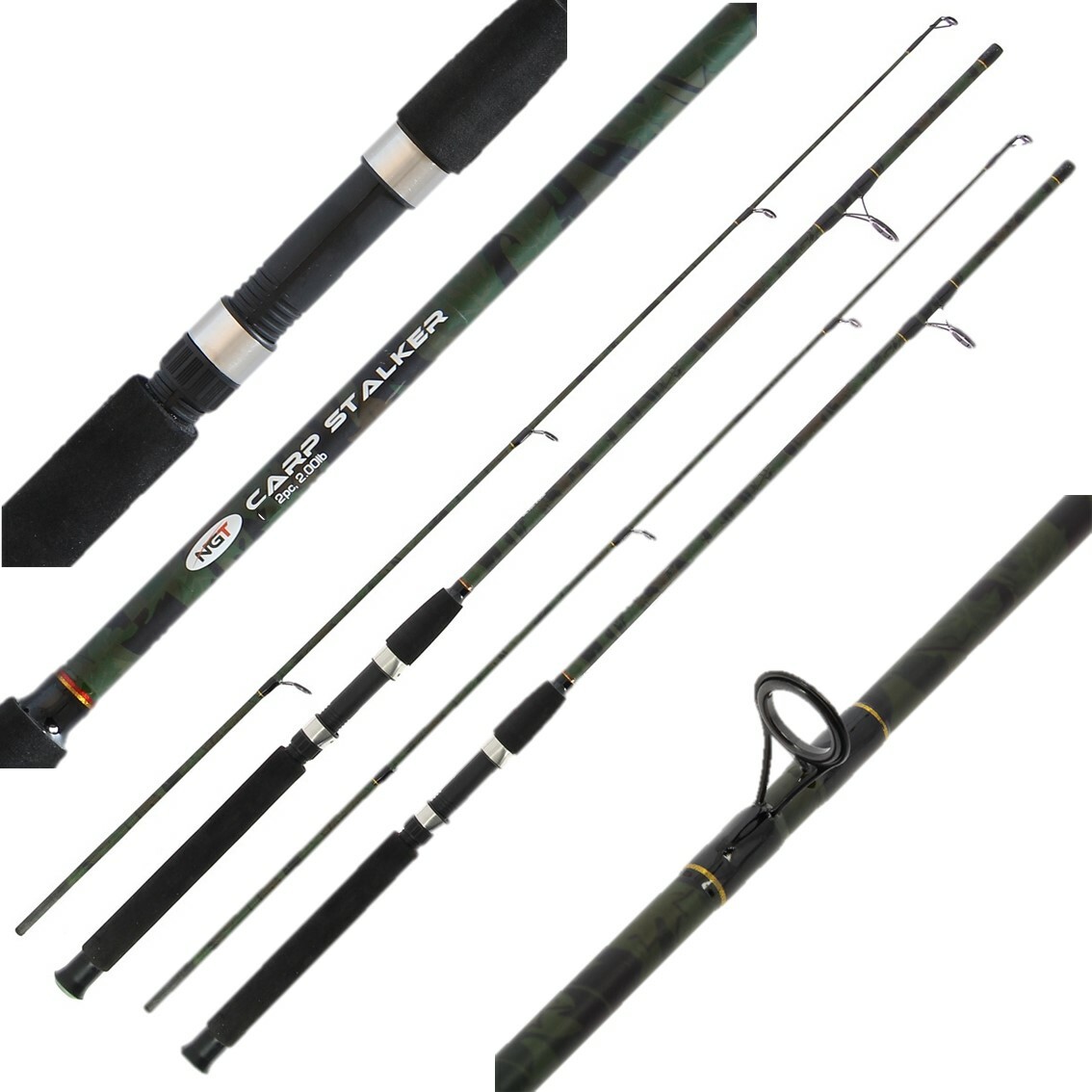 2 X NGT CARP FISHING STALKER CAMO RODS 2PC 8FT 2LB TC STALKING CARP ...