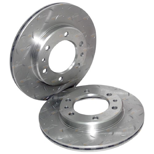 2 Front Slotted Drilled Disc Brake Rotors for Landcruiser FZJ75 HJ75 ...
