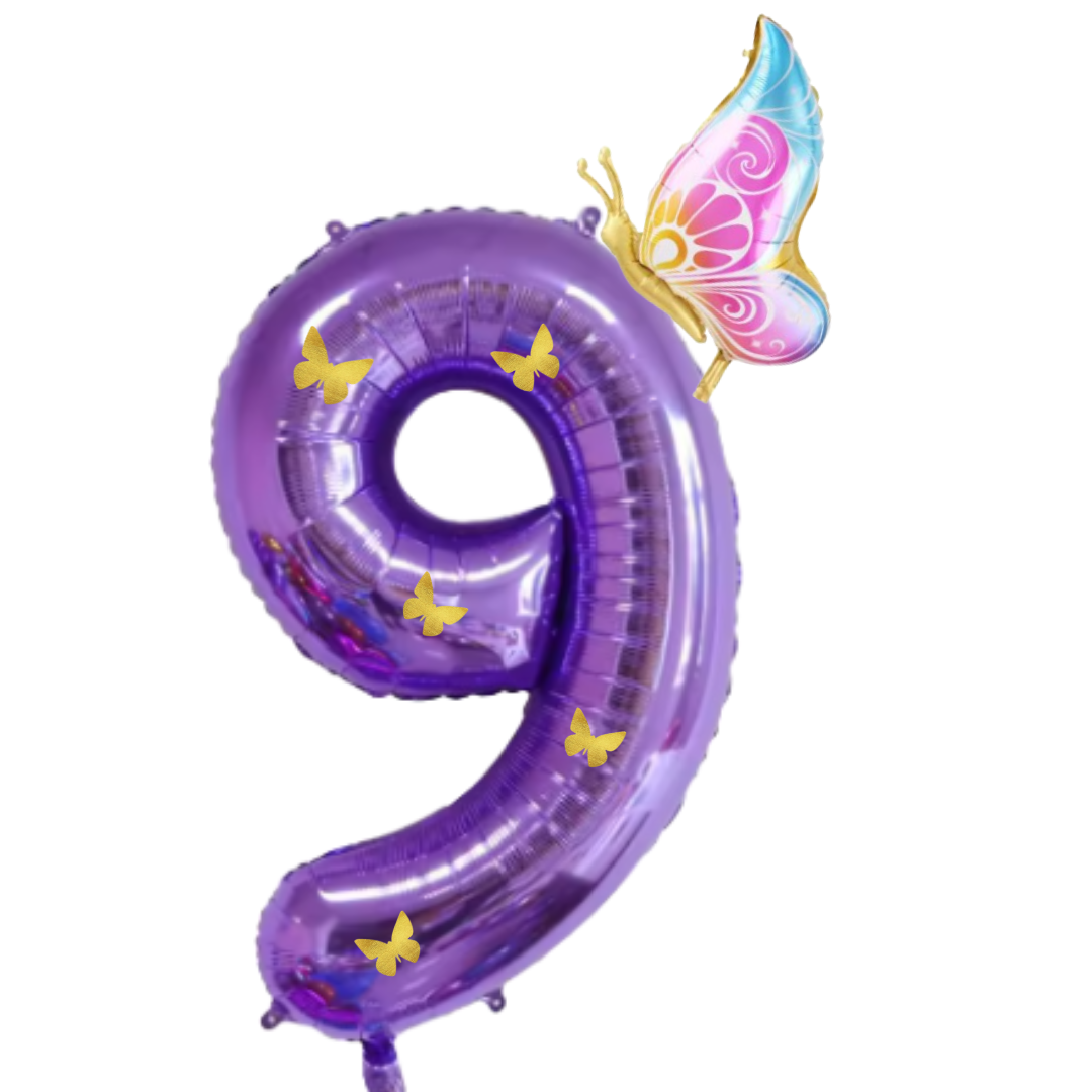 Purple Foil Number Balloons 10 to 1 – Giant 40” Balloons with Golden ...