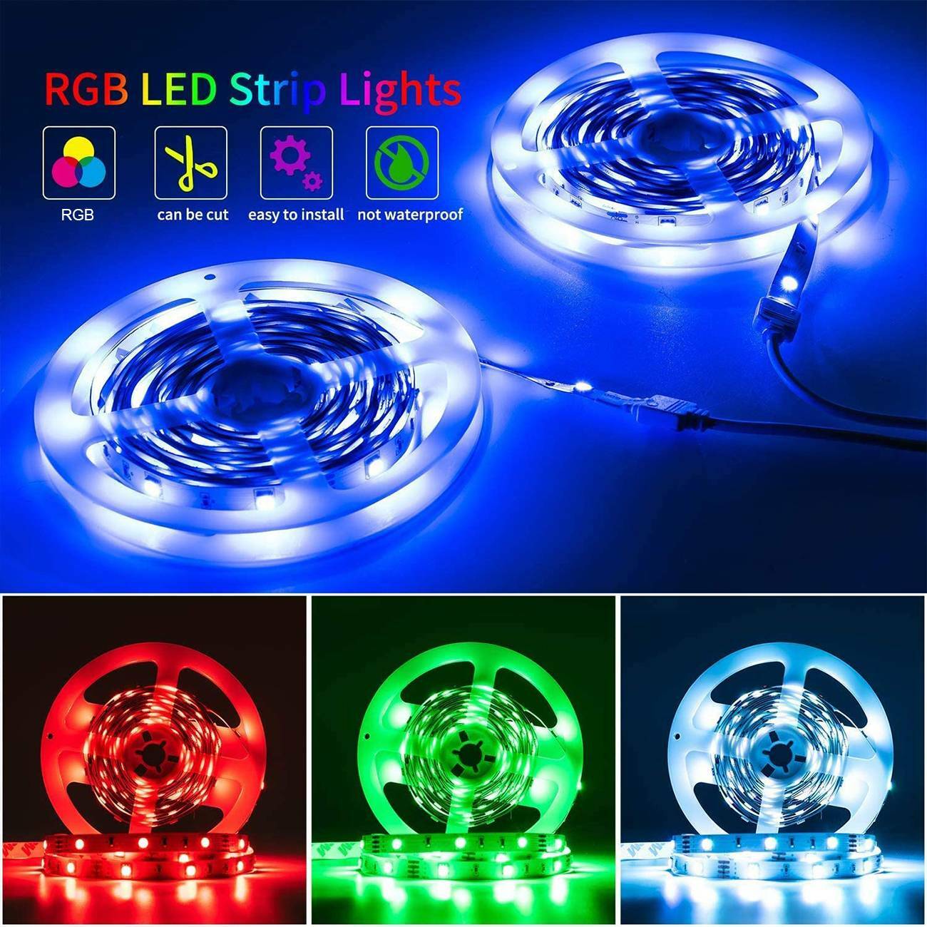 LED Stripe RGB Streifen 5050 Band Licht Dimmbar Lichterkette ...