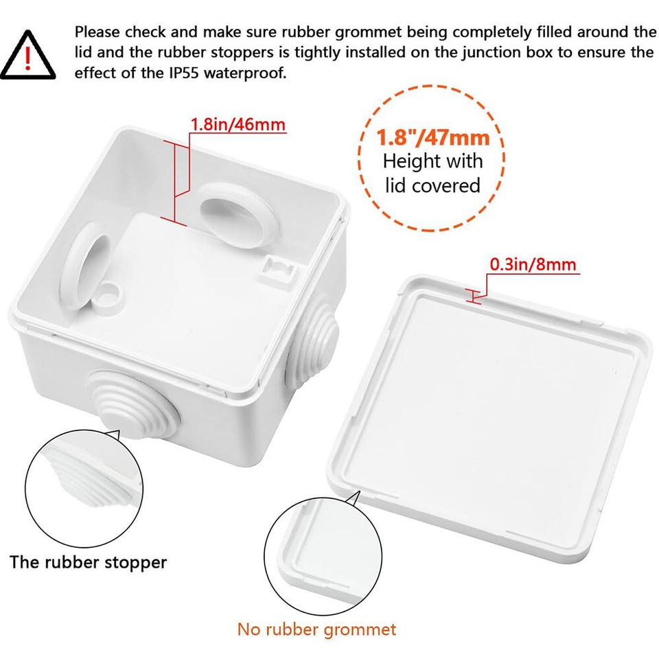3.15x3.15x1.96" Plastic Electrical Enclosure IP55 ABS Mount Wiring ...
