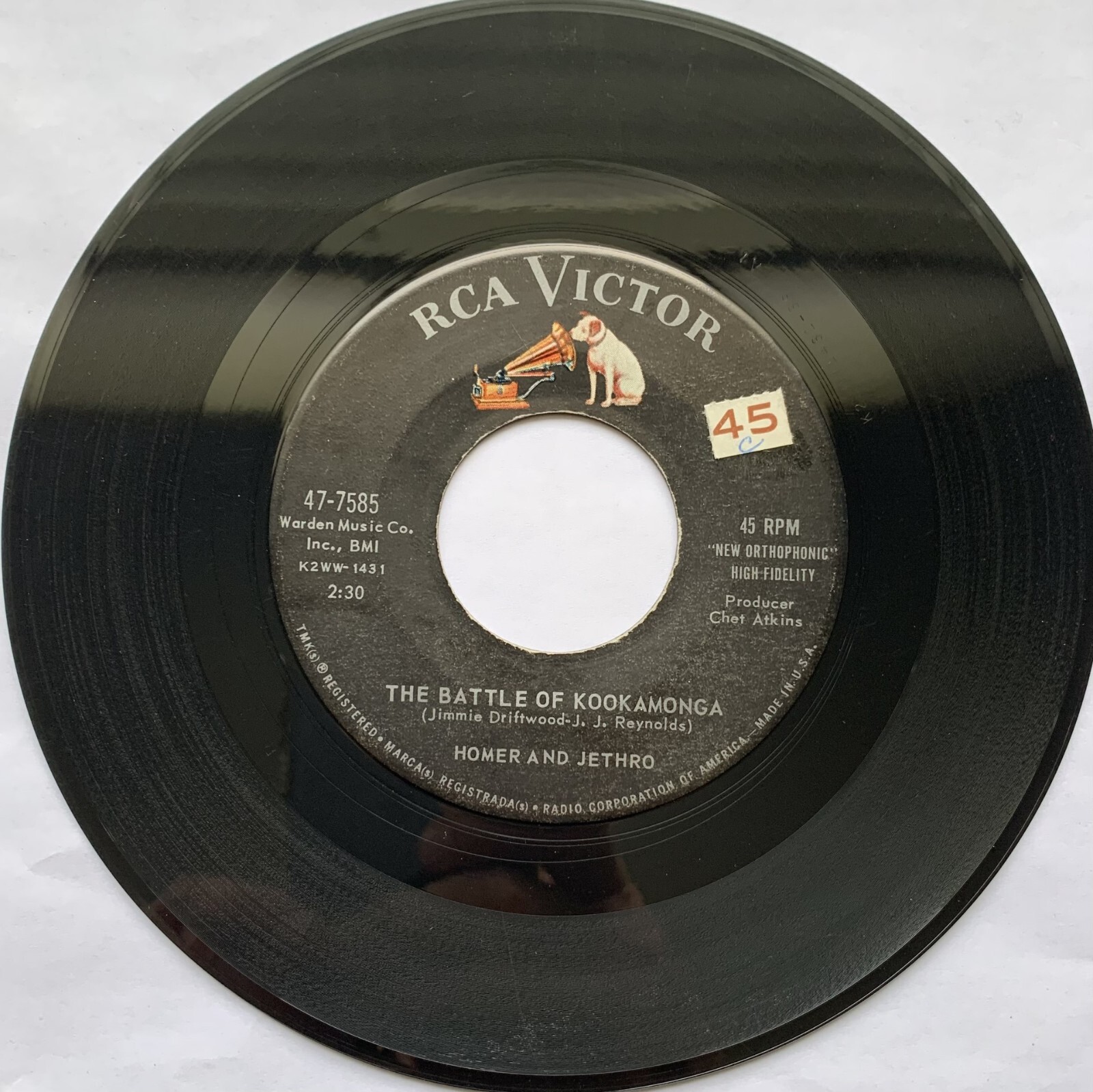 HOMER AND JETHRO-RCA 47-7585-WATERLOO-THE BATTLE OF KOOKAMONGA-45RPM ...