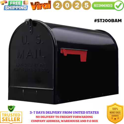 Stanley Black, Extra Large, Steel, Post Mount Mailbox | eBay