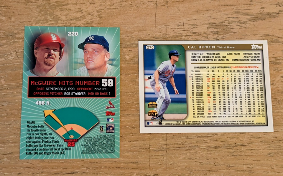 1999 TOPPS, BASEBALL, COMPLETE SET #1-463 (#7 DOESN'T EXIST), MCGWIRE ...