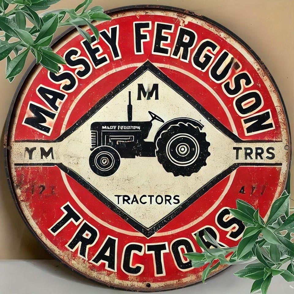 Round Rustic Vintage Tin Metal Sign Massey Ferguson Wall Art 8x8 | eBay
