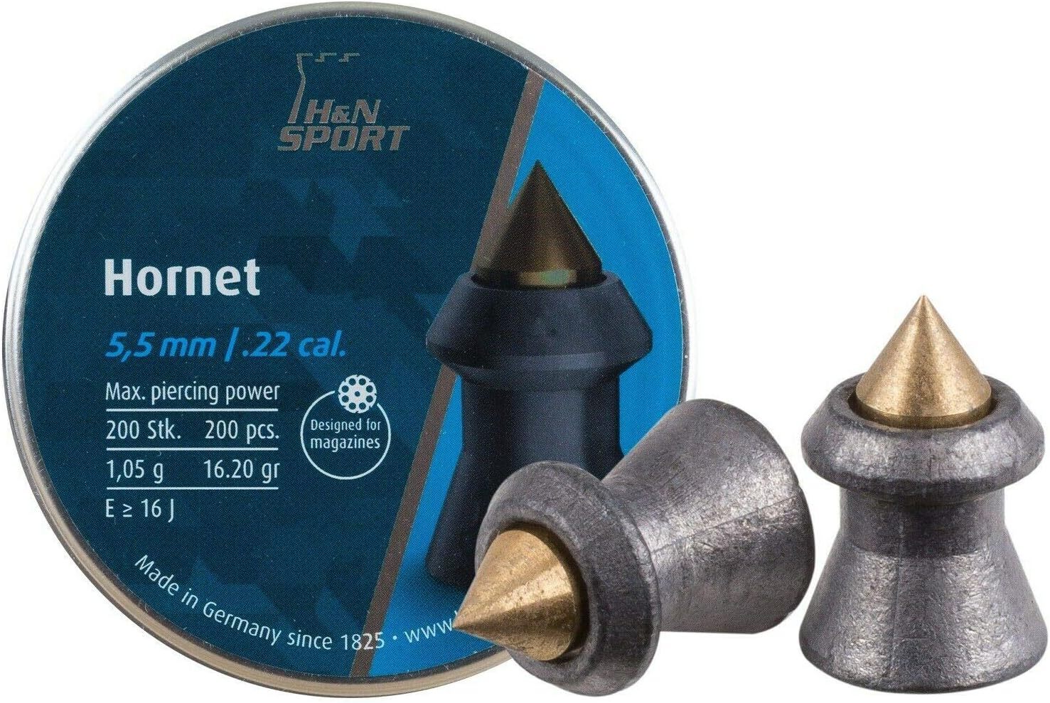 Haendler & Natermann H&N Hornet Air Gun Pellets with Brass Tip Pointed ...