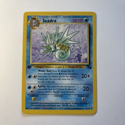 Seadra 42/62 1st Edition Fossil Non Holo Vintage WoTC Pokémon TCG - NM ...