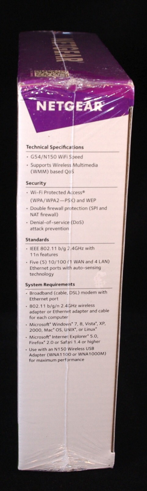 NETGEAR G54/N150 WIRELESS ROUTER MODEL # WNR1000 (5) 10/100 (1 WAN & 4 ...