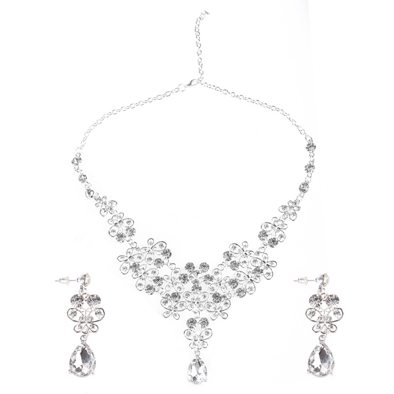 Bride for Rhinestone Hair Pageants Necklace Crystal Earring Wedding ...