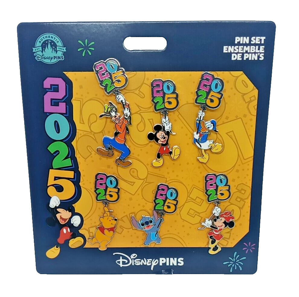 Disney Parks 2025 HAPPY NEW YEAR! MICKEY STITCH OTHERS 6 Pin Booster ...