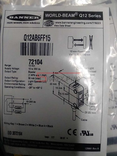 One BANNER Photoelectric Sensor Q12AB6FF15 for sale online | eBay