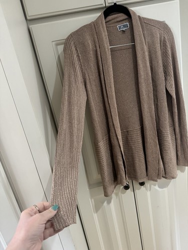 JM Collection Cardigan Womens Medium Long Sleeve Open Front Ribbed Gold ...
