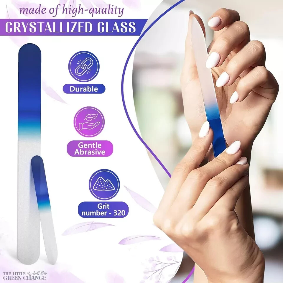 3Pcs Crystal Glass Nail File - Professional Nail File for Natural Nails ...