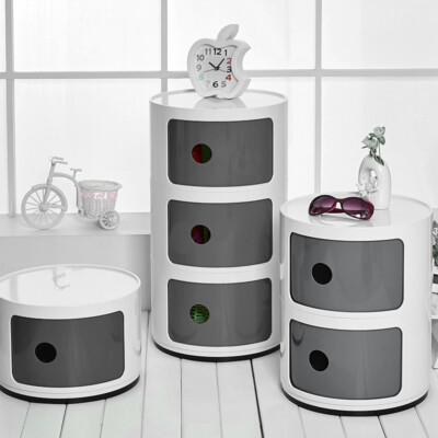 Round Storage Unit Side Cabinet 2/3/4/5 Drawer Nightstand Cupboard ...