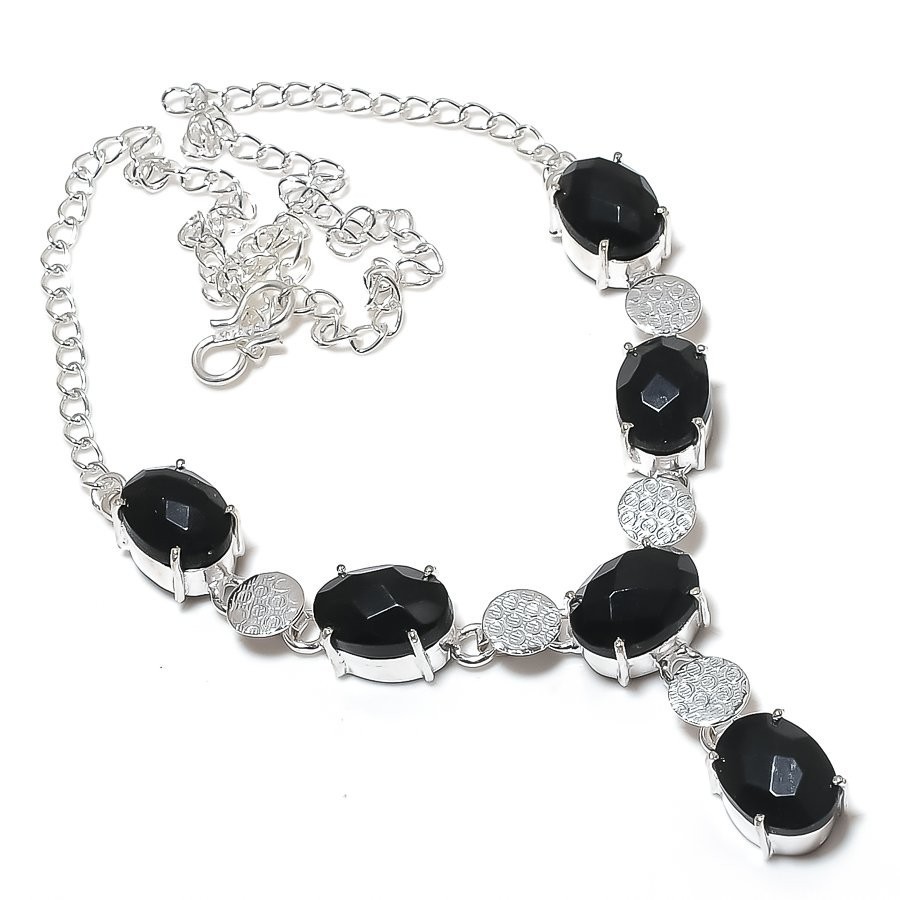 Black Spinel Gemstone Handmade 925 Sterling Silver Jewelry Necklace ...