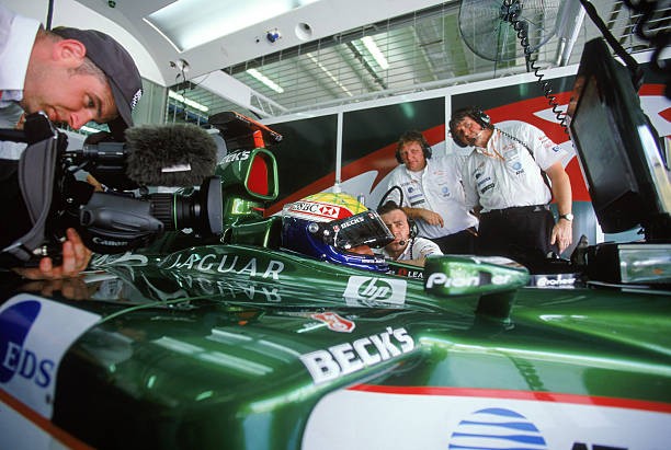 Mark Webber of Australia the Jaguar sitting in the car at the F1 M- Old ...