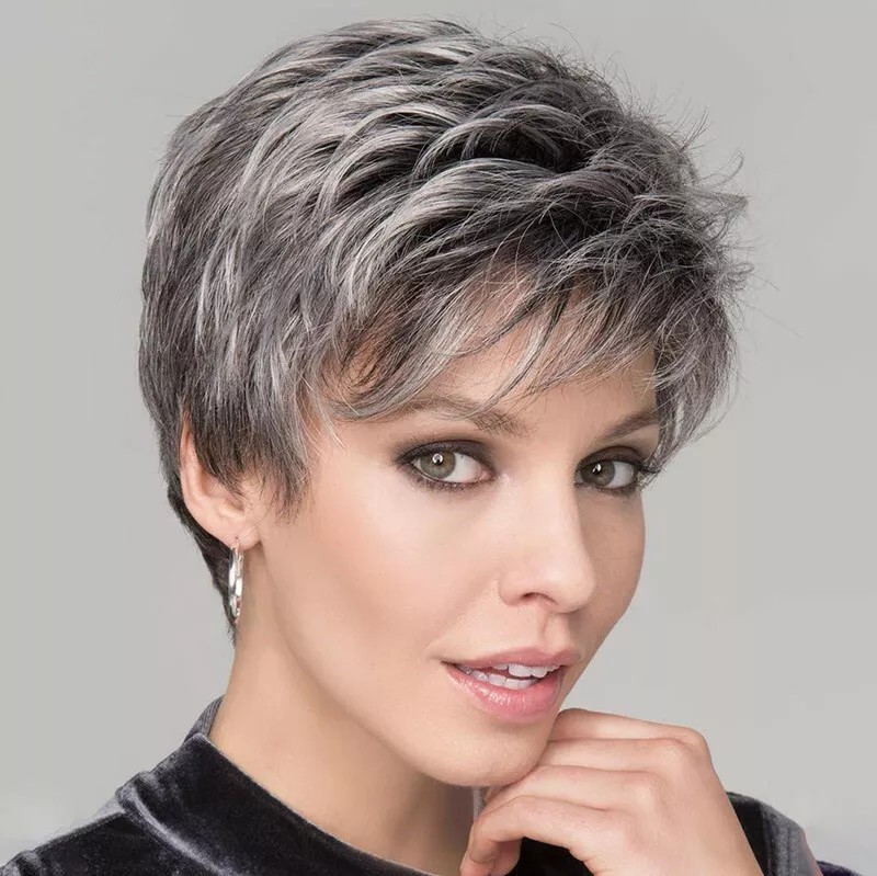 Women Natural Short Straight Wavy Curly Pixie Cut BOB Wig Casual Hair ...