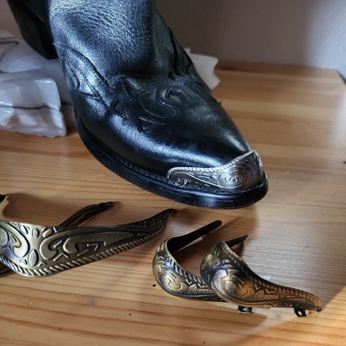Antique Gold Cowboy Western Boot Tips/Toe & Heel Plates Guards Pointy ...