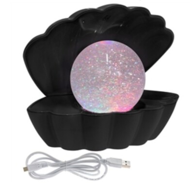 Sea Shell / Clam LED Glitter Lamp - Black 18cm | eBay UK